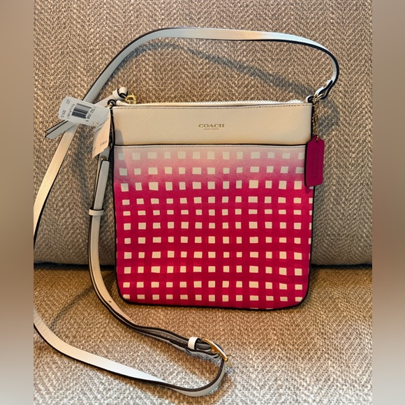Coach | Bags | Coach Pink And White Checkered Crossbody Bag | Poshmark